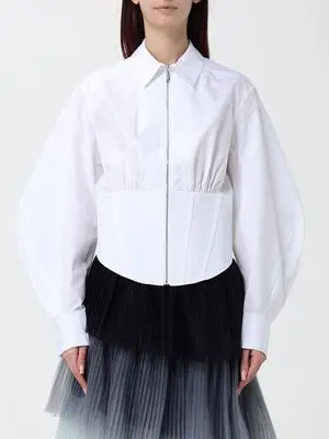 Karl Lagerfeld Slim Fit Bustier Shirt In Organic Cotton With Zip Closure