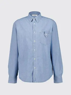 Celine Cotton Shirt With Embroidered Triomphe Logo On The Pocket