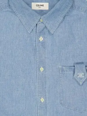 Celine Cotton Shirt With Embroidered Triomphe Logo On The Pocket