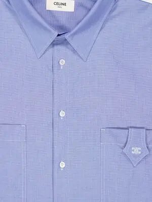 Celine Cotton Shirt With Embroidered Triomphe Logo On The Pocket