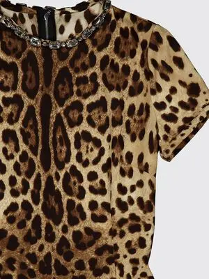 Dolce & Gabbana Animal-print Stretch-silk Sheath Mini Dress With Rhinestones