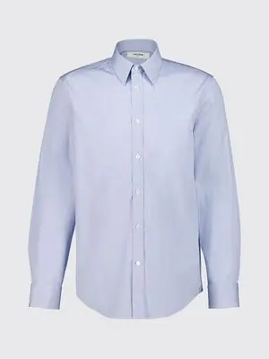 Celine Classic Cotton Poplin Shirt With French Collar And Curved Hem