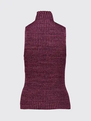Rabanne Sleeveless Ribbed Knit Turtleneck Top In Virgin Wool And Silk With A Slim Fit