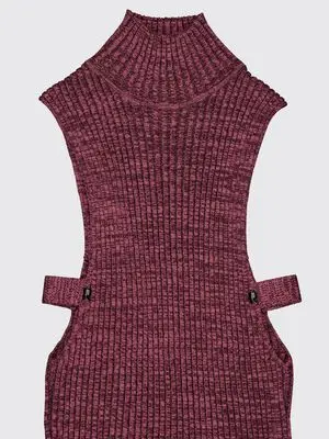 Rabanne Sleeveless Ribbed Knit Turtleneck Top In Virgin Wool And Silk With A Slim Fit