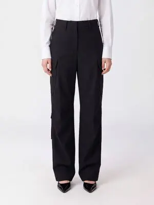 Stella McCartney High-waisted Straight Leg Wool Cargo Trousers With Back Pockets