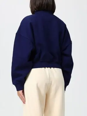 ADIDAS ORIGINALS Half-zip High Neck Sweatshirt In A Relaxed Fit Cotton Blend - Blue