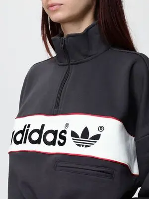 ADIDAS ORIGINALS Half-zip High Neck Sweatshirt In A Relaxed Fit Cotton Blend - Black