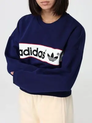 ADIDAS ORIGINALS Relaxed Fit Crewneck Sweatshirt In Cotton Blend With Contrast Logo - Blue