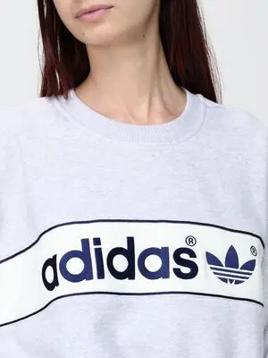 ADIDAS ORIGINALS Relaxed Fit Crewneck Sweatshirt In Cotton Blend With Contrast Logo - Grey