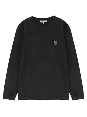 Maison Kitsuné T-shirt "fox Head" A Manica Lunga - Black