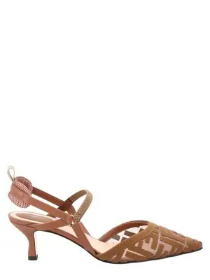 Fendi Slingback "colibrì Lite" Con Tacco Medio - Beige