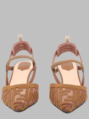 Fendi Slingback "colibrì Lite" Con Tacco Medio - Beige