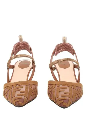 Fendi Slingback "colibrì Lite" Con Tacco Medio - Beige