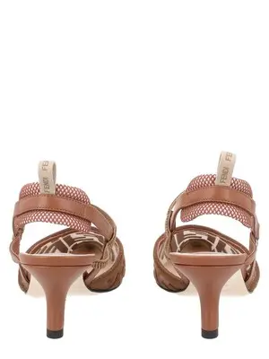 Fendi Slingback "colibrì Lite" Con Tacco Medio - Beige