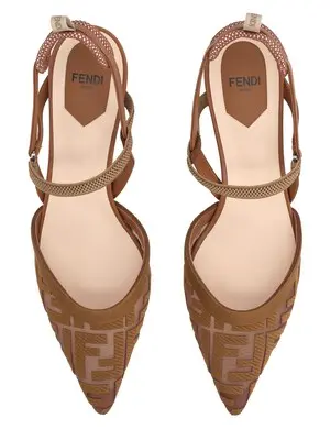 Fendi Slingback "colibrì Lite" Con Tacco Medio - Beige