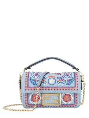 Fendi Borsa "baguette" Mini Con Ricami - Denim