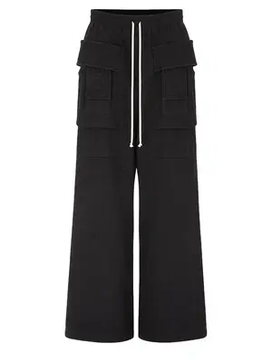 Rick Owens Pantalone Cargo In Felpa Di Cotone - Black