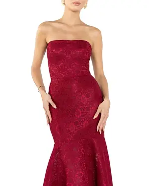 Black Halo Kristy Lace Strapless Gown