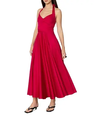 Black Halo Noelle Cotton Stretch Halter Dress