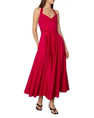 Black Halo Noelle Cotton Stretch Halter Dress