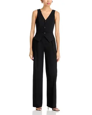 Black Halo Matias Vest Bodice Sleeveless Jumpsuit
