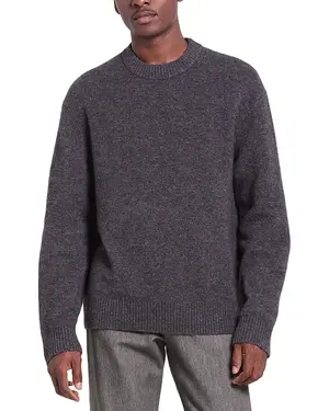 Theory Relaxed Wool Blend Crewneck Sweater - Charcoal Melange