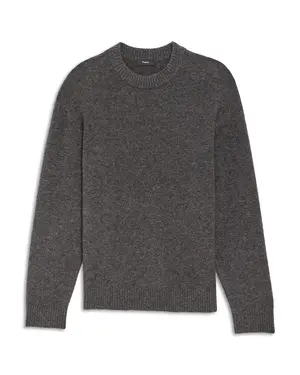 Theory Relaxed Wool Blend Crewneck Sweater - Charcoal Melange