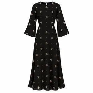 TRAFFIC PEOPLE Sacred Silence Embroidered Long Sleeve Deme Maxi Dress