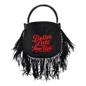 LILLY LOVES Better Late Than Ugly Tassel Handbag - Black