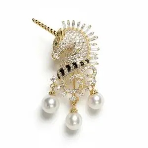NINEMOO Imperial Unicorn Pearl Brooch