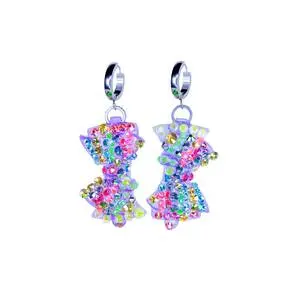 ACID CAT Immortalized Purple Bow Rhinestone Nineties Vintage Barrette Earrings Purple
