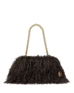Michael Kors Goldie Cloud Faux Fur Frame Clutch - Chocolate