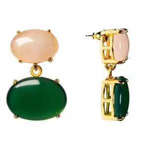 CRYSTALLINE JEWELLERY Pink / Green Blush & Sage Earrings - Pink/green