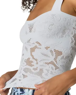 Free People Heirloom Lace Square Neck Camisole - Ice Skating