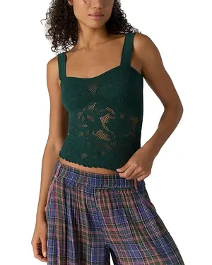 Free People Heirloom Lace Square Neck Camisole Rainforest Combo