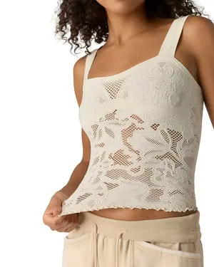 Free People Heirloom Lace Square Neck Camisole - Tofu