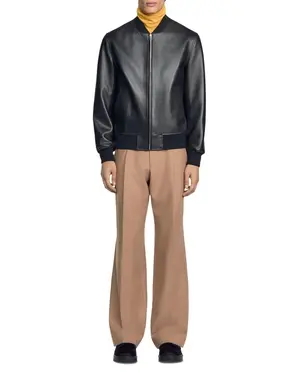 Sandro New Monaco Leather Bomber Jacket