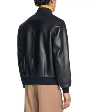 Sandro New Monaco Leather Bomber Jacket