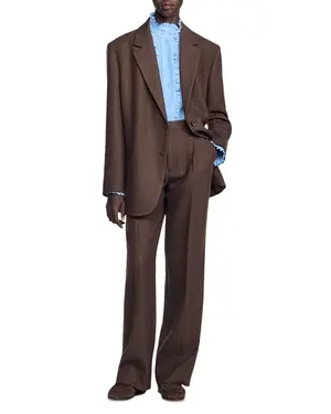 Sandro Hortense Silk Ruffled Shirt - Sky Blue