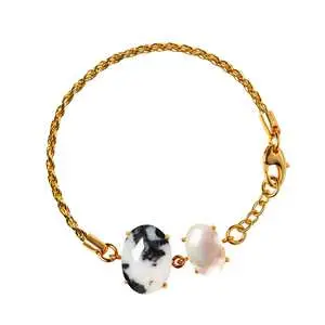 CRYSTALLINE JEWELLERY White / Black Pearl & Jasper Bracelet - White/black