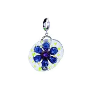 ACID CAT Purple Black Rhinestone Nineties Flower Single Hoop Earring