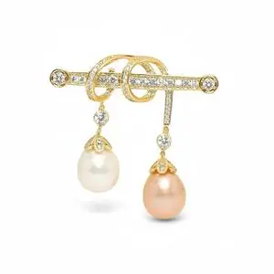 NINEMOO Chatsworth Pearl Brooch - Gold