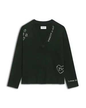 Zadig&Voltaire Mikyz Cashmere Embroidered V Neck Sweater