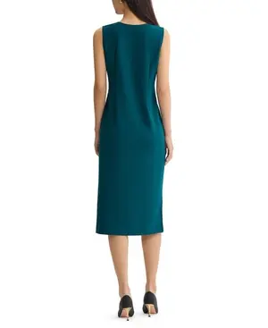 Ming Wang Stretch Deco Crepe Sheath Midi Dress - Deep Teal