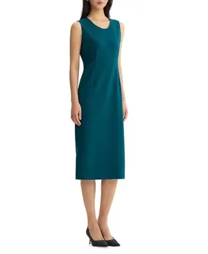 Ming Wang Stretch Deco Crepe Sheath Midi Dress - Deep Teal
