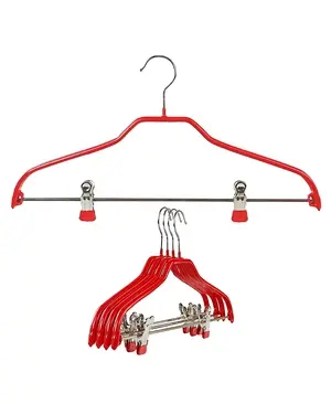 MAWA Silhouette Steel Grip Clothing Hanger, Model 40fk, Set Of 5 - Red