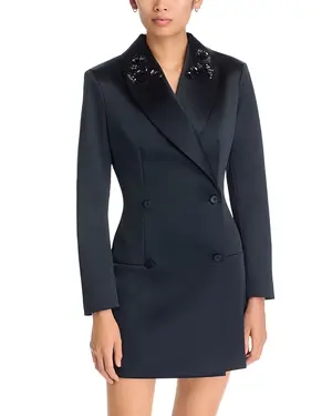 Chiara Boni La Petite Robe Reve Satin Double Breasted Mini Dress Exclusive