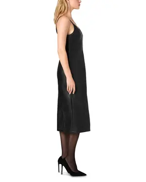 French Connection Dessa Faux Leather V Neck Dress