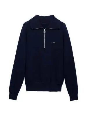 Prada Prada Men's Half-Zip Mock Neck Knit Sweater Bleu