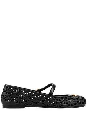 Valentino Garavani Ondette Ballerina Flat With Gold Metal Logo